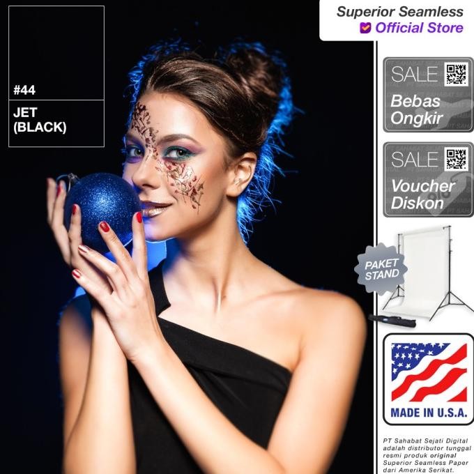 Jual Background Paper Kertas Polos Seamless Studio 2.7X11M Hitam 44 Jet ...
