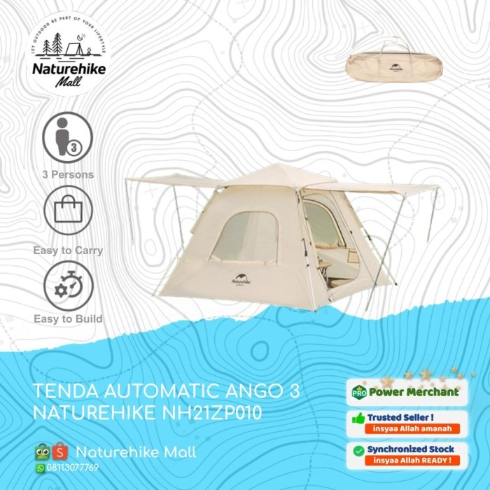 Jual TENDA OTOMATIS CAMPING ANGO 3P / 3 ORANG NATUREHIKE NH21ZP010 | Shopee Indonesia