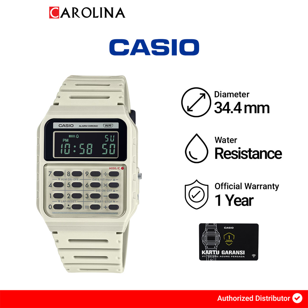 Jual Jam Tangan Pria CASIO Data Bank CA-53WB-8B Digital Dial White Resin Band | Shopee Indonesia