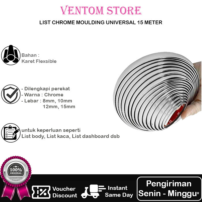 Jual List Chrome Moulding Strip Universal 8 Mm Panjang 15 Meter ...