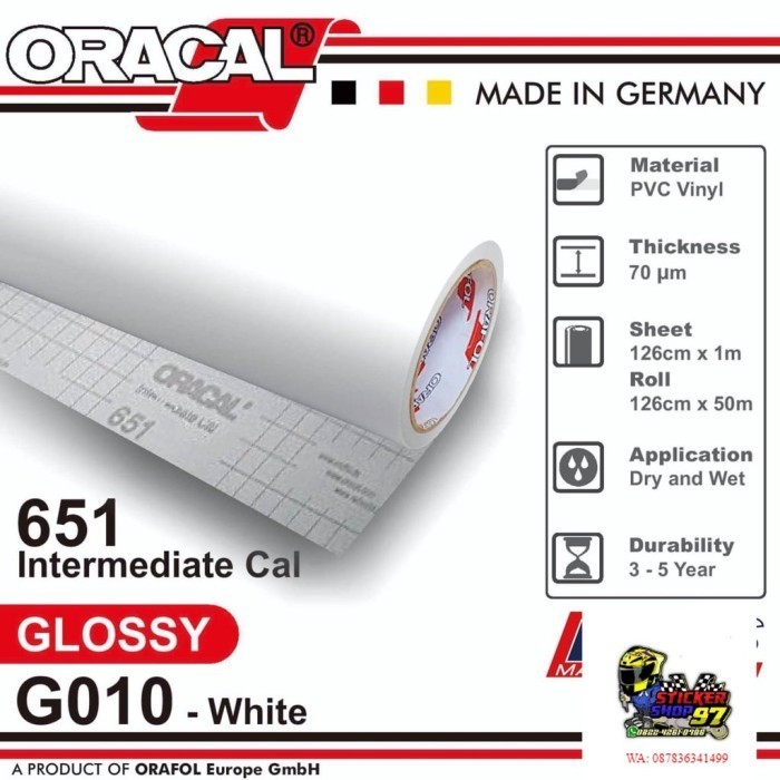 Jual Sticker / Stiker Oracal 651 Series Glossy (126Cmx100Cm) | Shopee ...