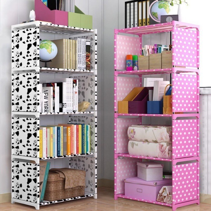 Jual Rak Buku 4 Tingkat Minimalis / Rak Portable Tempat Penyimpanan ...