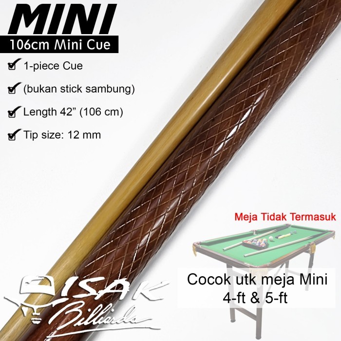 Jual Mini Pool Cue Brown 106 cm 12mm - Stick Ramin Billiard Pool Stik ...