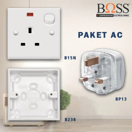 Jual [ORIGINAL] Stop kontak AC paket Boss (set: stop kontak+steker ...