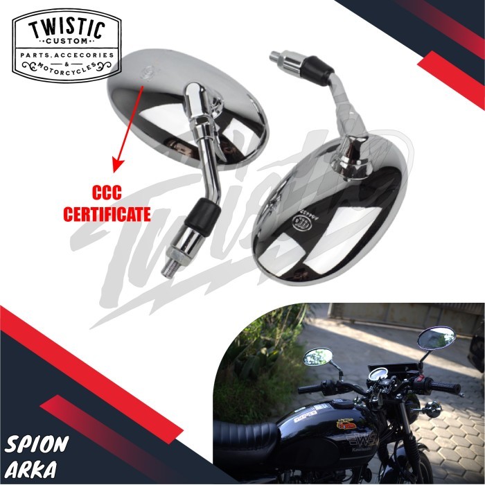 Jual Spion Oval Arka Motor W175 W250 W800 SR400 Royal Enfield Benelli TVS | Shopee Indonesia