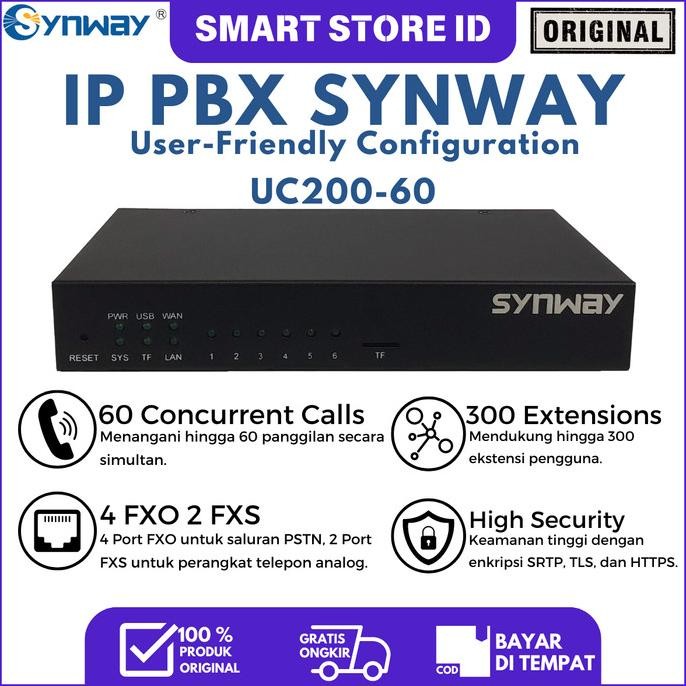 Jual IP PBX SYNWAY UC200-60 300 Ext 4 FXO 2FXS | Shopee Indonesia
