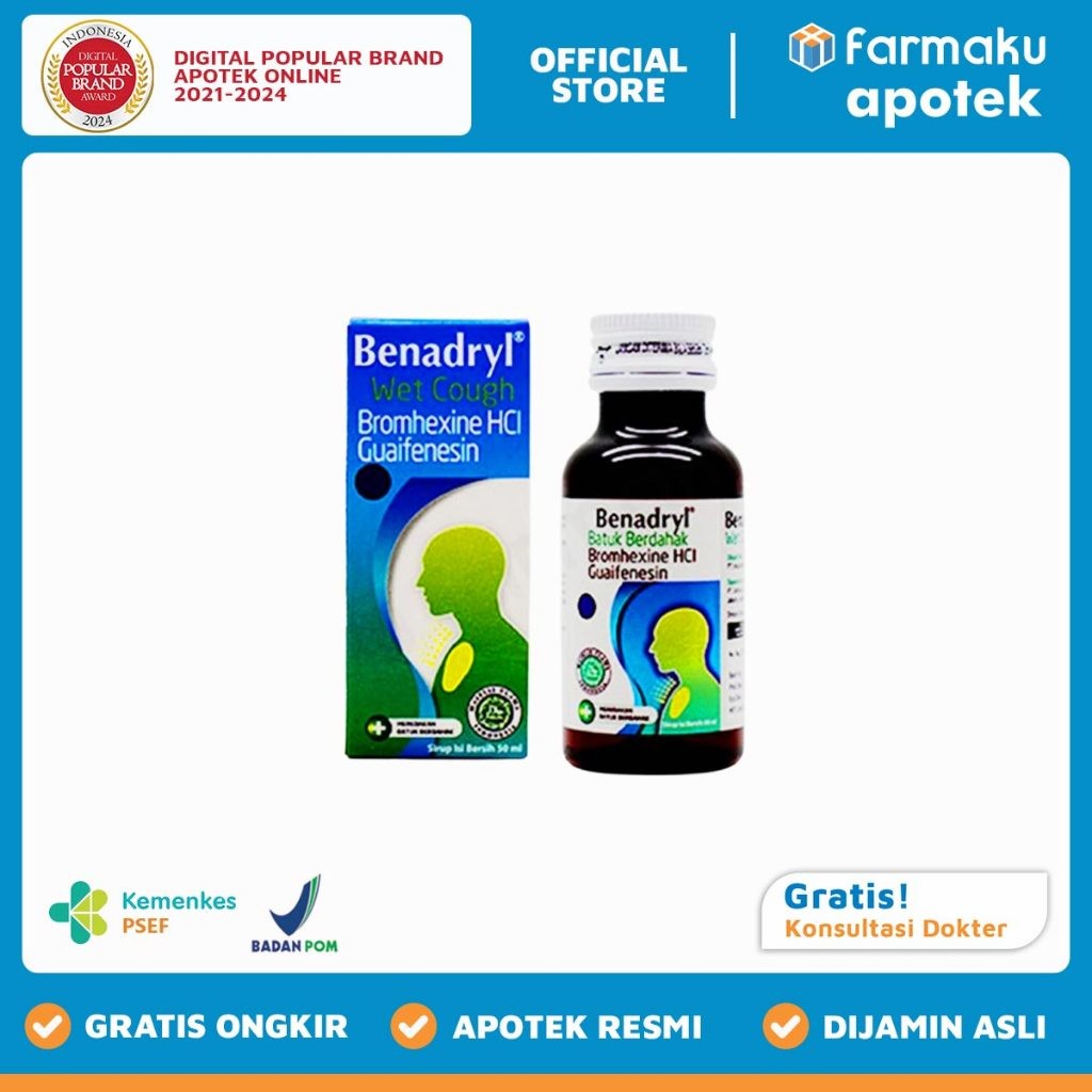 Jual Benadryl Wet Cough Syrup 50 ml - TMG | Shopee Indonesia