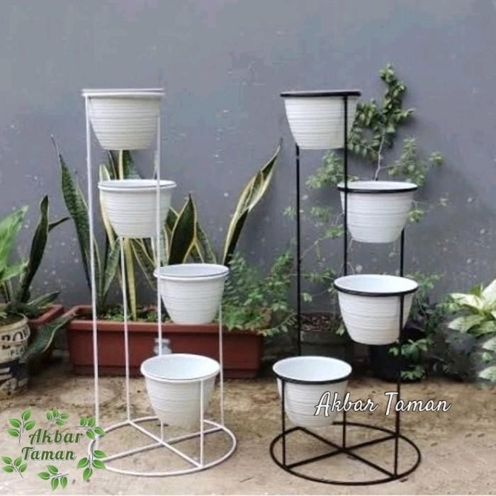 Jual Standing Pot Bunga Besi Model 4 Susun Melingkar Tinggi 100Cm ...