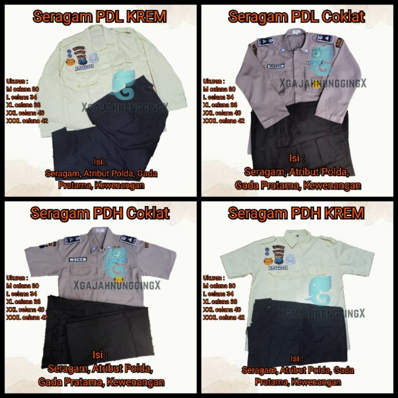 Jual Baju Seragam Seragam Setelan Security PDH Baju PDL Satpam Terbaru Krem 2023 Model Satpam ...