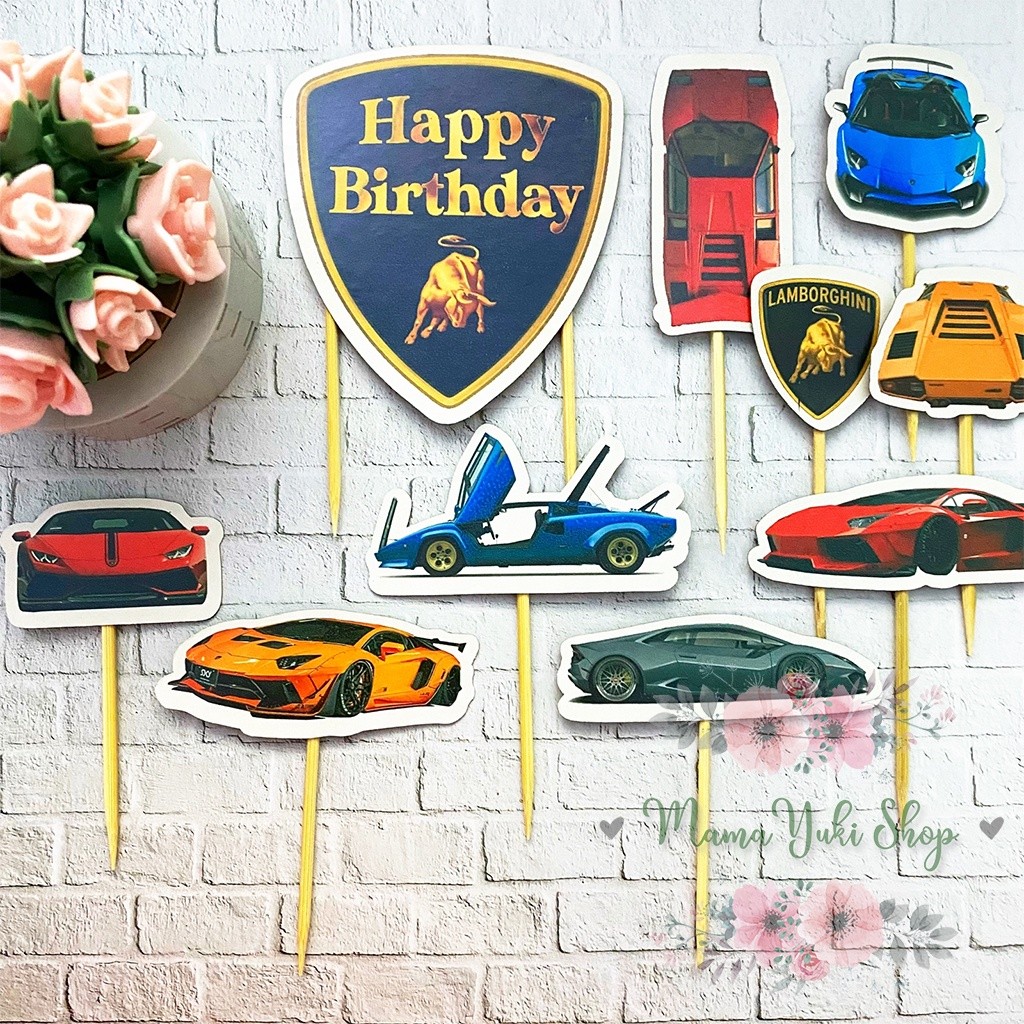 Jual Topper Cake Hiasan Kue Ulang Tahun MOBIL LAMBORGHINI | Shopee ...