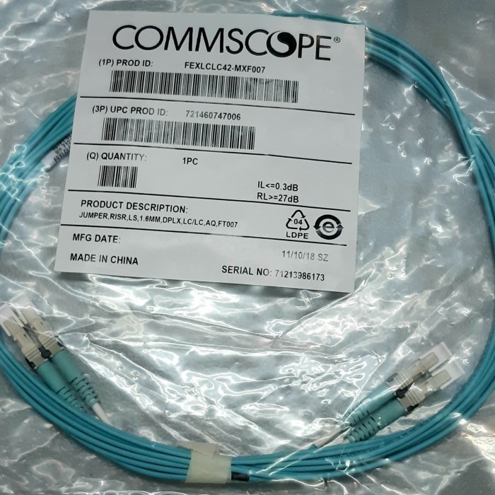 Jual Commscope FO Patch Cord LC LC 7ft MM OM3 fiber optic Multimode ...