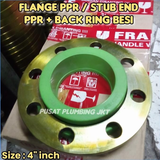 Jual Promo FLANGE PPR STUB END PPR + BACK RING BESI 4" inch 110mm COD ...