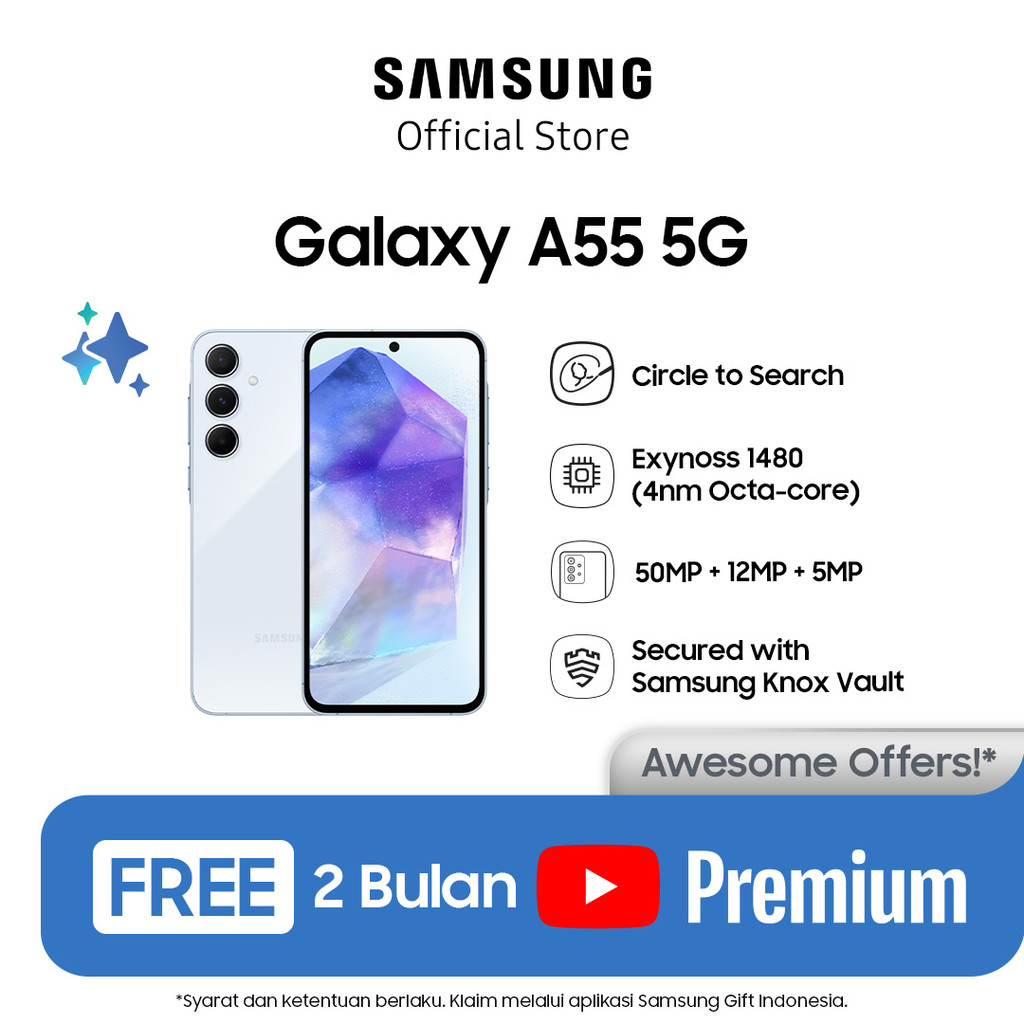 Jual Samsung Galaxy A55 5G 12/256GB - Awesome Ice Blue | Shopee Indonesia