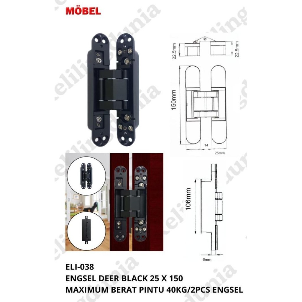 Jual Engsel Cross Hinge Engsel Lipat Deer Engsel Tanam Kayu Black ...