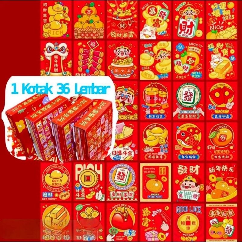 Jual Belilah Angpao Imlek Kotak Isi 36 Gambar Lucu 2025 Shio Ular ...