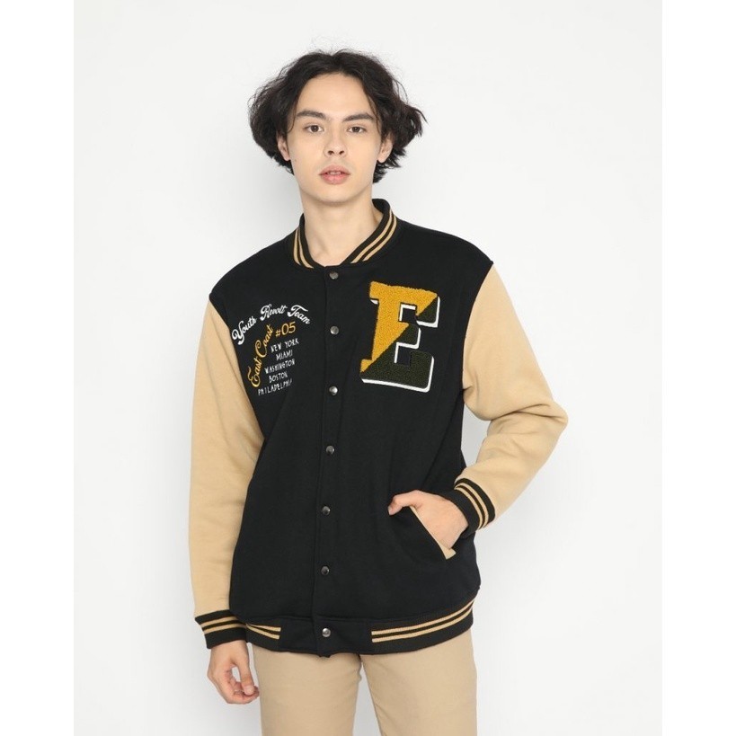 Jual Erigo Varsity Jacket Reagen Black Unisex | Shopee Indonesia