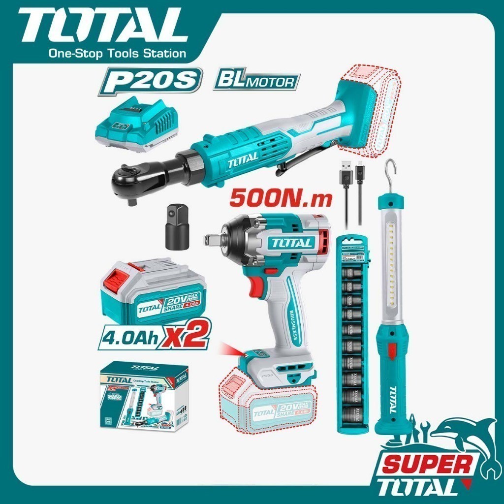 Jual TOTAL Kit Kombo 3 Buah Tanpa Kabel / 3 Pcs Cordless Combo Kit ...