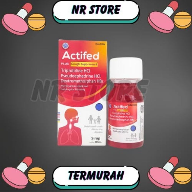 Jual GSK ACTIFED PLUS COUGH SUPRESSANT SIRUP 60ML (MERAH) | Shopee ...