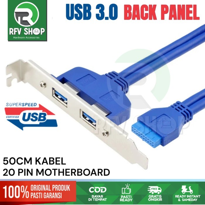 Jual USB 3.0 Rear Panel PC Expansion Bracket to 20 Pin Header Cable 2 ...