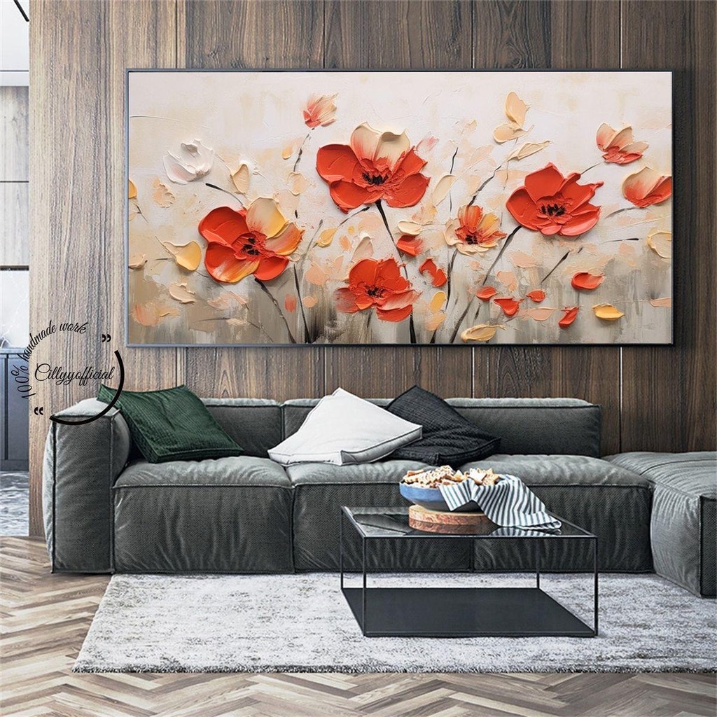 Jual Lukisan Dinding Bunga Tekstur Timbul Tebal Modern art Aesthetic ...