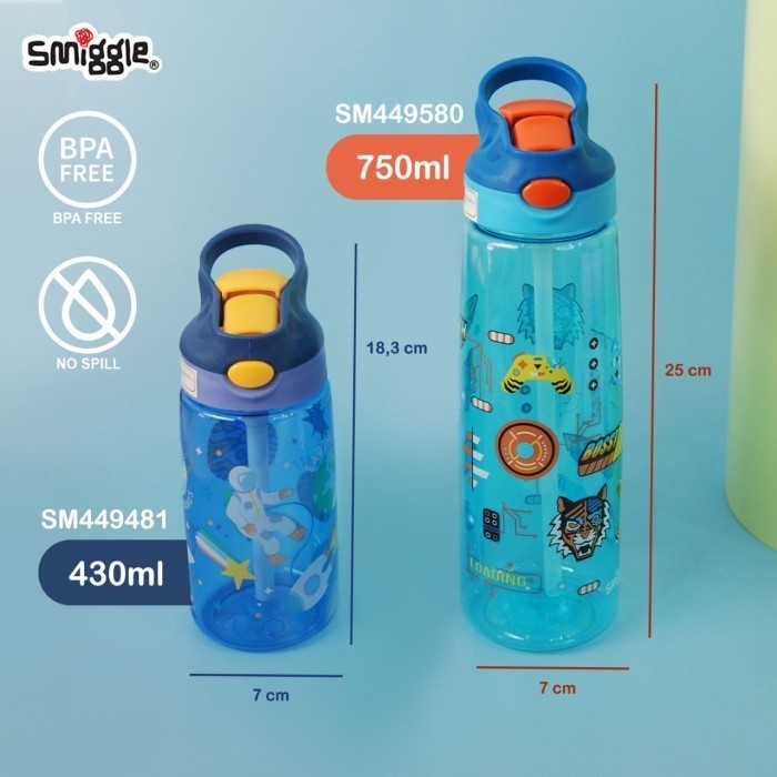 Jual SMIGGLE JUNIOR BOTOL AIR MINUM ANAK SEDOTAN SILICONE 430ML DAN ...