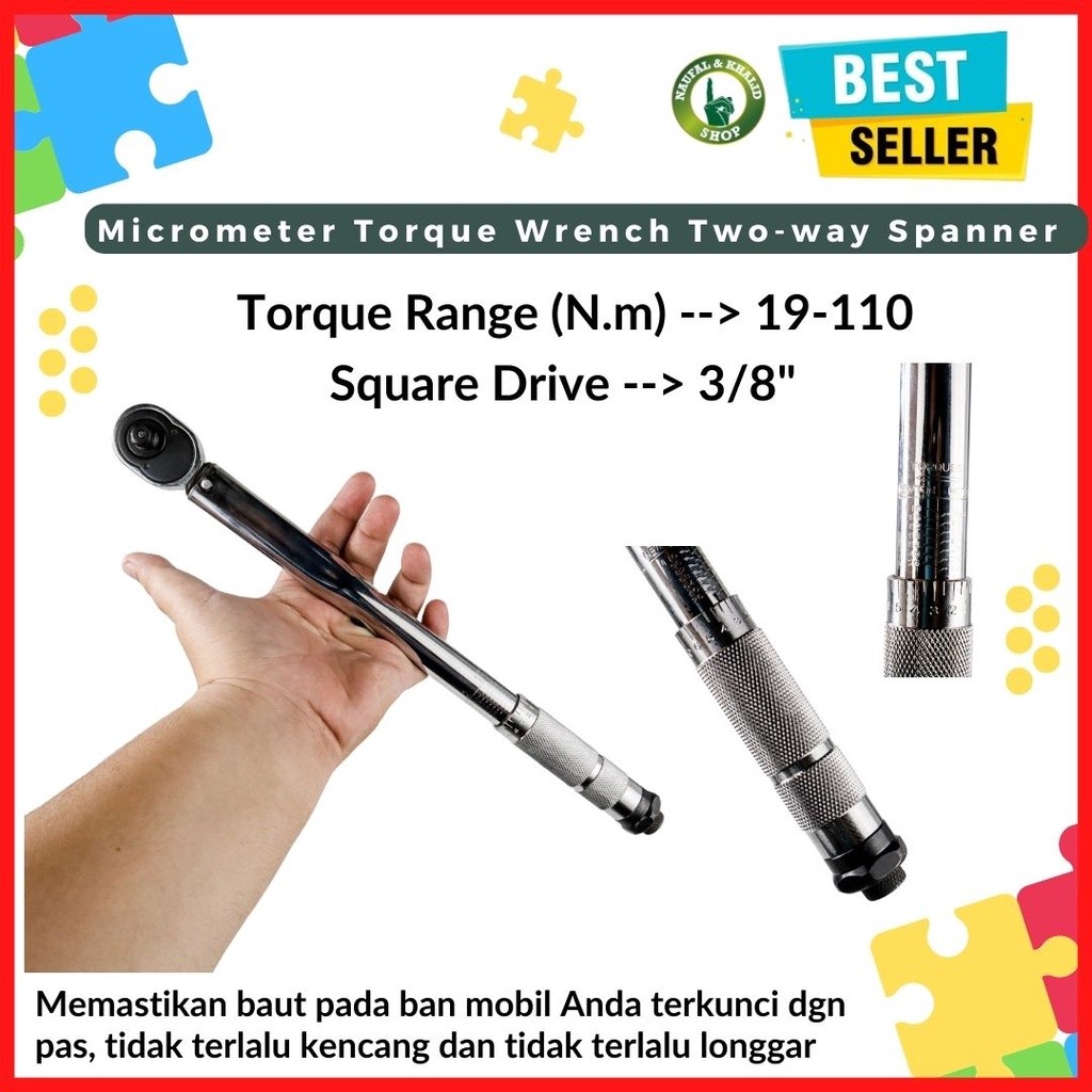 Jual pegasi kunci pas torsi micrometer torque wrench two-way spanner ...