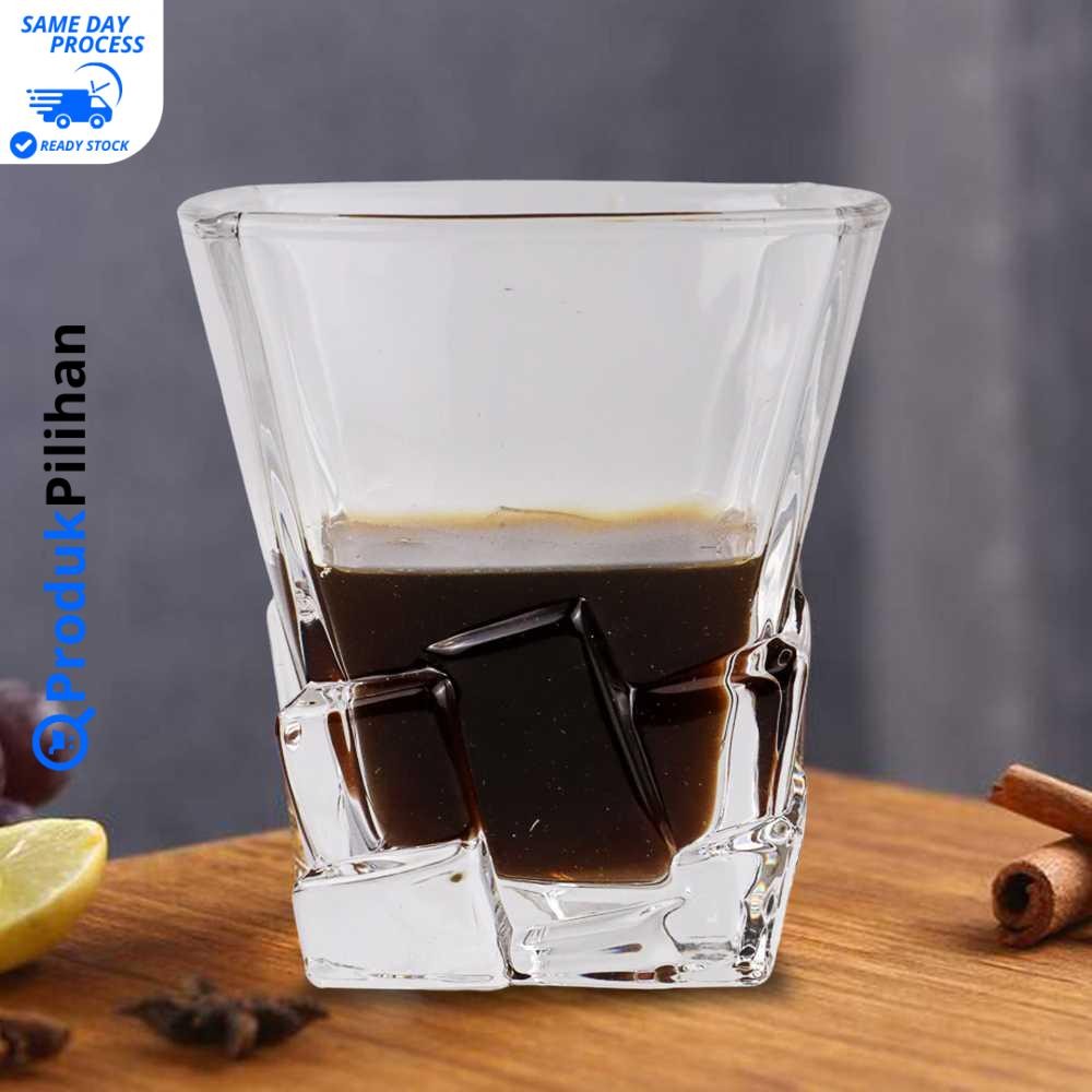 Jual One Two Cups Gelas Whisky Crystal Cube Cut Rock Glass 285ml - YJ101 Ready Stock | Shopee ...