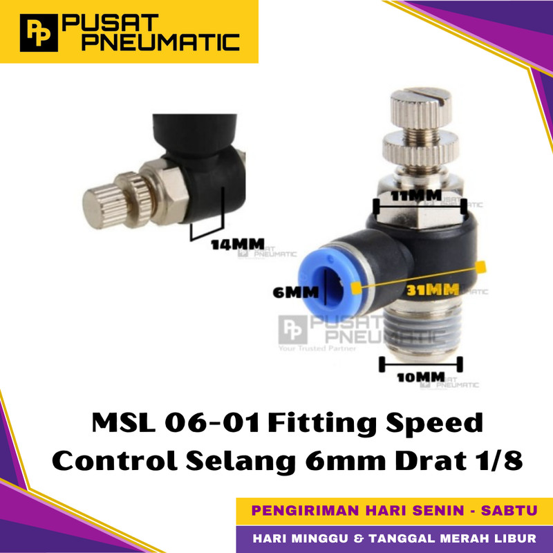 Jual MSL 6-01 One Touch Male Thread Speed Control Fitting Slip Lock ...