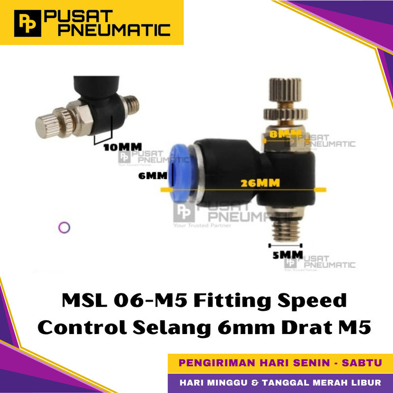 Jual MSL 6-M5 One Touch Male Thread Speed Control Fitting Slip Lock Socket Push In Connector ...