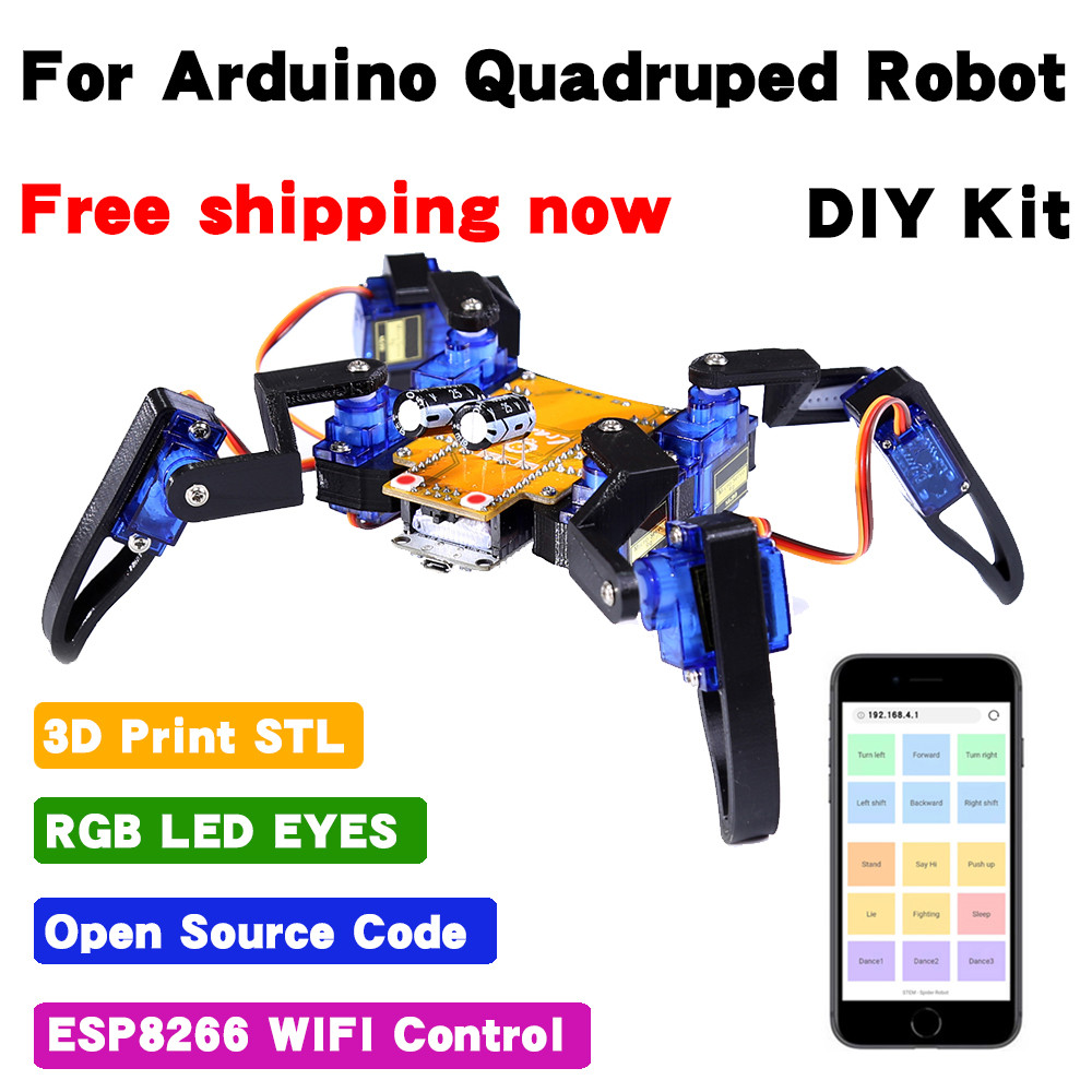 Jual 8-DOF Spider Robot Arduino DIY Kit Bionic Quadruped | Shopee Indonesia