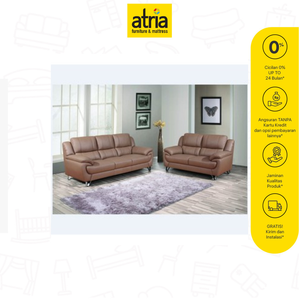 Jual Atria Sofa Half Leather Set Lyle 3 2 1 Seater Dark Tan | Shopee ...