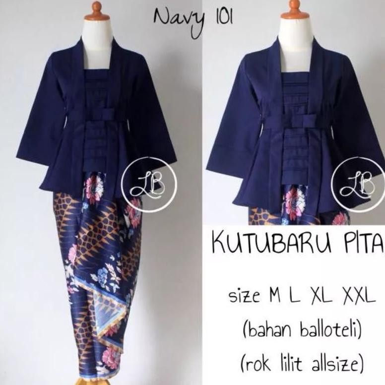 Jual eug setelan kutubaru navy kebaya set kebaya wisuda baju kutubaru ...