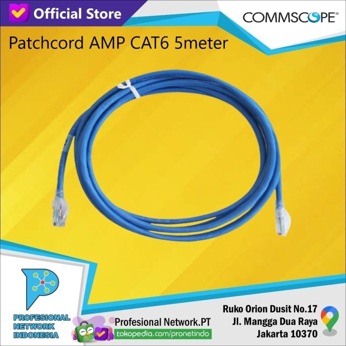 Jual Patchcord AMP Commscope 5Meter / Kabel LAN AMP CAT6 5 meter / cat 6 5m | Shopee Indonesia