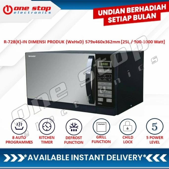 Jual SHARP R-728(K)-IN Compact Grill Microwave Oven 25 L (Black ...