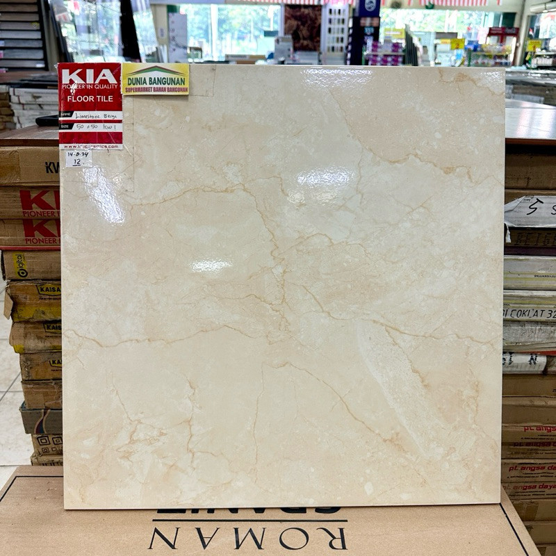 Jual Keramik 50x50 KIA Limestone Beige Keramik Lantai Glossy / Keramik ...