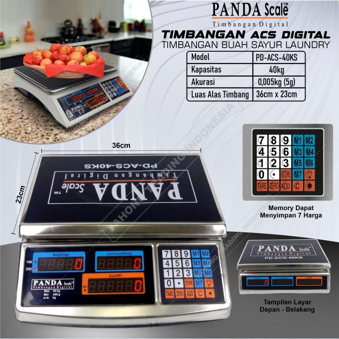 Jual TIMBANGAN DIGITAL LAUNDRY TIMBANGAN BUAH PAKET PANDA SCALE 40KG 5G ...