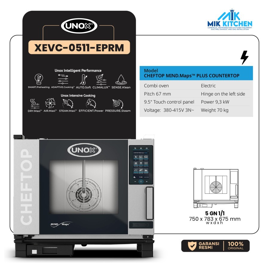 Jual UNOX Commercial Countertop Combi Ovens XEVC-0511-EPRM / XEVC 0511 ...
