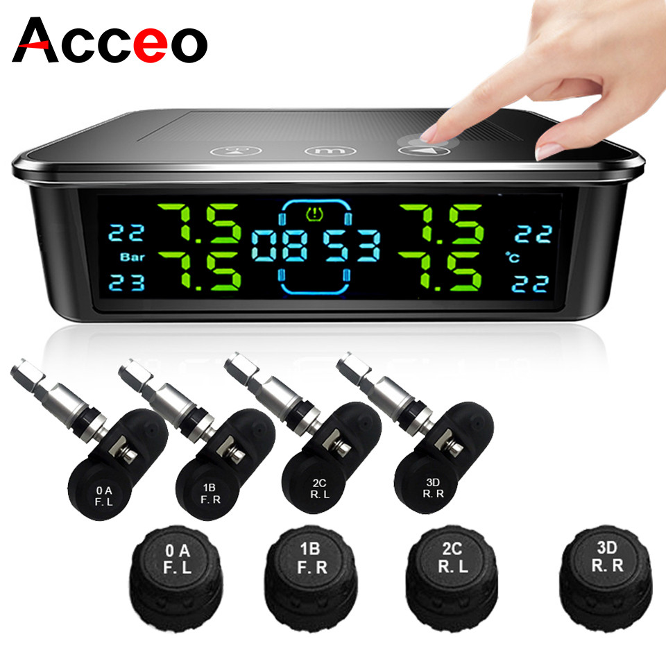 Jual ACCEO Smart TPMS Touch 8 Bar 4 Sensors Car Tire Pressure Monitoring System Electronic ...