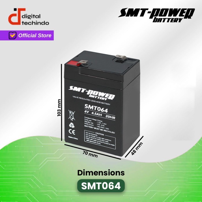 Jual Samoto Battery 6V 4.5Ah Baterai Aki Kering Lampu Emergency Smt064 ...