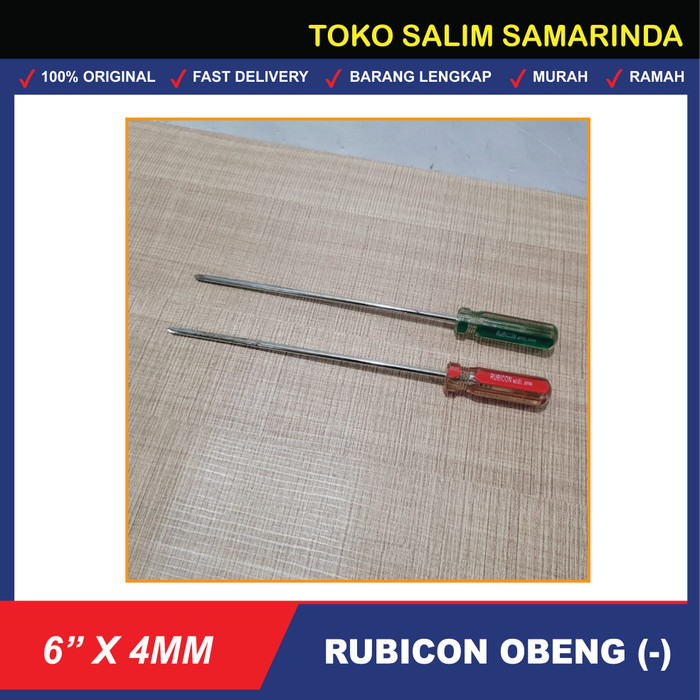 Jual :=:=:=:=] Obeng Screwdriver Minus (-) 4mm x 6" ( 150 mm ) Rubicon ...