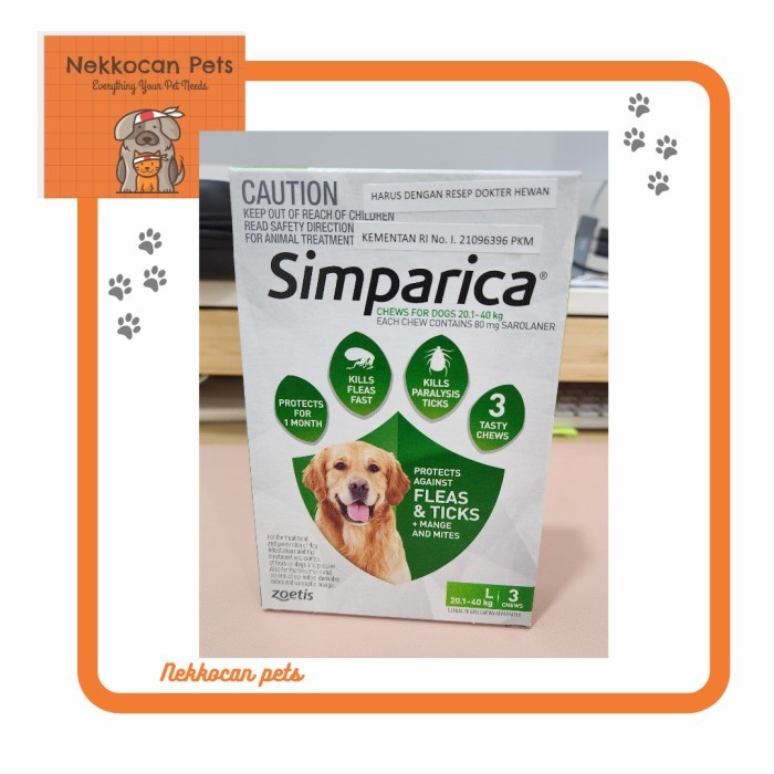 Jual Terbaru simparica dog 80mg - obat kutu anjing chewables scabies ...