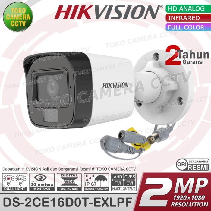 Jual KAMERA CCTV OUTDOOR 2MP COLORVU HIKVISION DS-2CE16D0T-EXLPF DUAL LIGHT | Shopee Indonesia