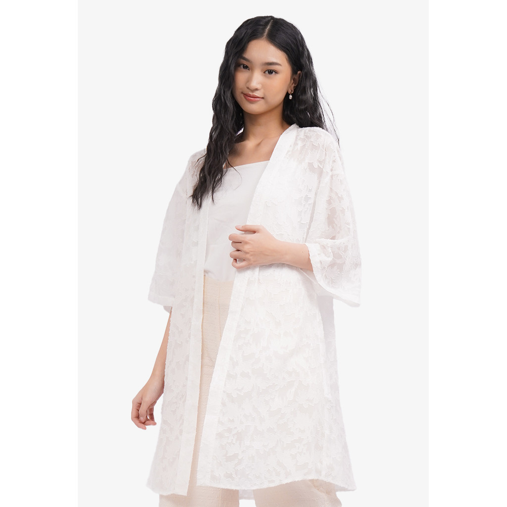 Jual COLORBOX Embroidered Long Outer Off White | Shopee Indonesia