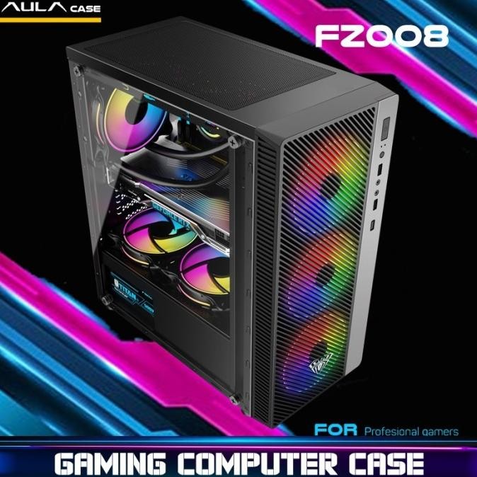 Jual Casing Pc Gaming Aula Fz008 Atx Include 3 Fan Rgb - Casing Aula Fz ...