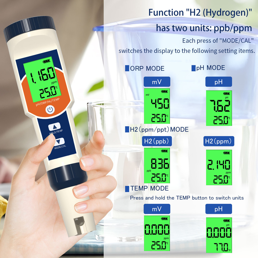 Jual Acrel Digital Dissolved Hydrogen Tester 4-in-1 PH ORP H2 Temp Test ...