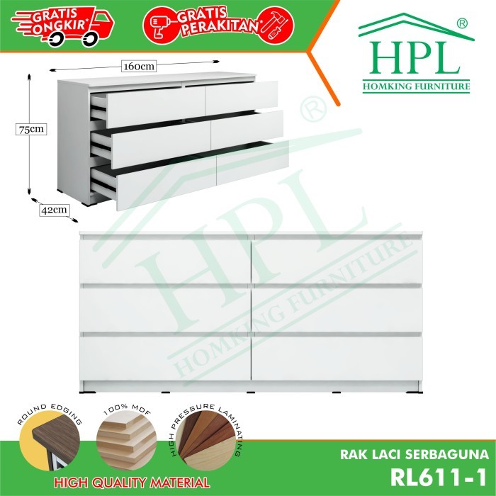 Jual MEJA RAK 6 LACI SUSUN HPL PUTIH | Shopee Indonesia