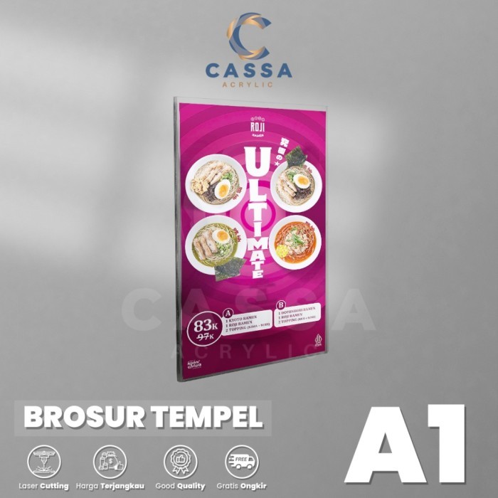Jual Tempat Brosur Tempel / Sign Holder Acrylic / Akrilik Dinding A1 ...