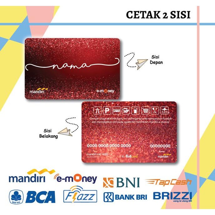 Jual Produk Baru!! KARTU EMONEY MANDIRI BCA BNI BRI CUSTOM NAMA GLITTER ...