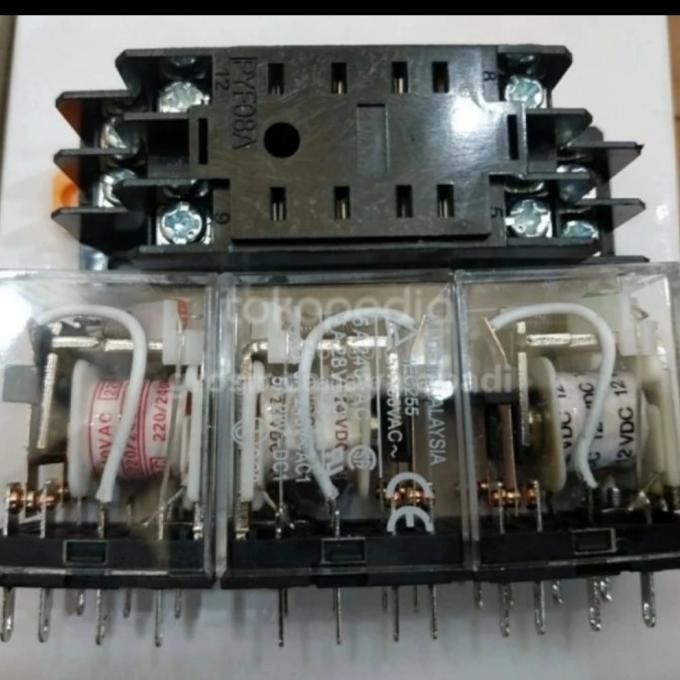 Jual Promo relay type my2/my2n 12vdc, 24vdc, 220vac 8kaki original ...