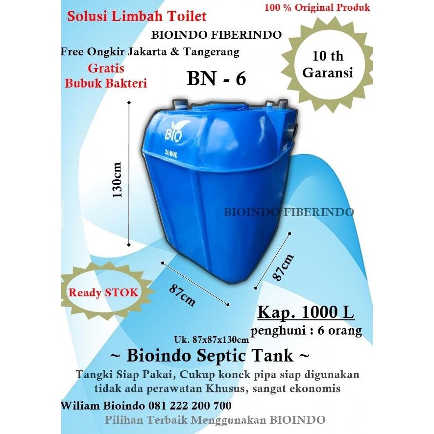 Jual SEPTIC TANK, BIOTECH, BIOTANK, BIOFIL, BIOINDO 1000 LITER ...